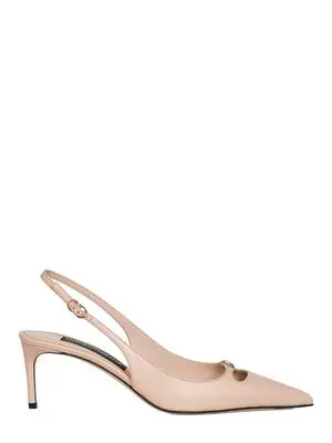 Dolce & Gabbana Nude Silky Nappa Leather Lollo Slingback Pumps - Multicolor