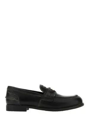 Miu Miu Calfskin Leather Loafers - Black