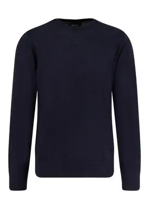 BOSS Wool, Silk, And Cashmere Crew Neck Sweater - Blue
