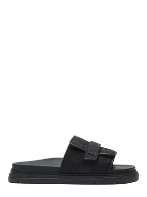 Fendi Ff Jacquard Nylon And Technical Webbing Chunky Slides - Black