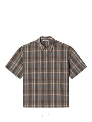 Auralee Short-sleeve Wool Check Shirt - Brown