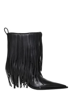 Balenciaga Black Avenue Fringe 90mm Ankle Boots - Multicolor