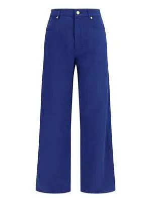Max Mara Cotton And Linen Blend Straight Leg Pants - Blue
