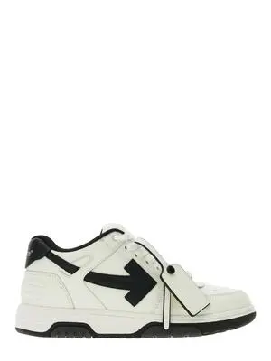 Off-White Leather Lace-up Sneakers With Signature Arrow Detail - Multicolor