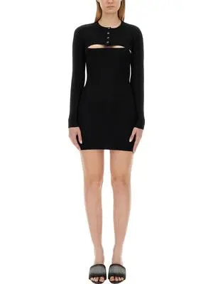 Alexander Wang Ribbed Knit Cutout Mini Dress - Black