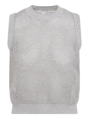 Peserico Metallic Knit Gilet - White