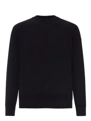Moncler Cotton Crew Neck Sweater With Logo Patch - Black
