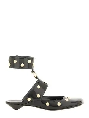 Chloé Jade" Leather Studded Ankle Strap Sandals - Black