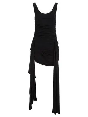 MUGLER Sleeveless Asymmetric Draped Dress - Black
