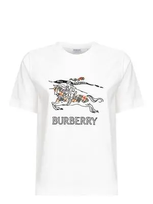 Burberry Cotton T-shirt With Equestrian Knight Design - Multicolor