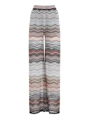 Missoni Missoni Zigzag Viscose Blend Wide Leg Pants Multicolor