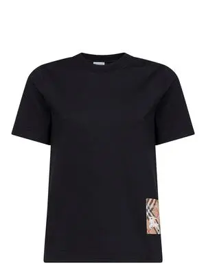 Burberry Burberry Black Cotton Check Patch T-Shirt Multicolor
