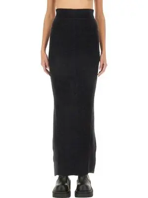 Rick Owens Ribbed Knit Maxi Skirt - Black