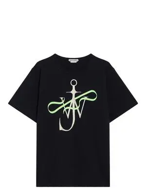 JW Anderson Navy T-shirt With Embroidered Logo - Blue