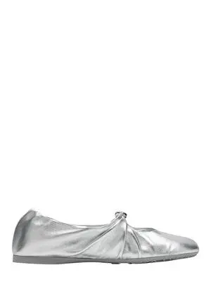 Loewe Pebble Soft Ballet Flats In Laminated Lamb Nappa Leather - Silver