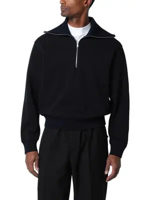 JIL SANDER Half-zip Sweatshirt With Logo Embroidery - Blue