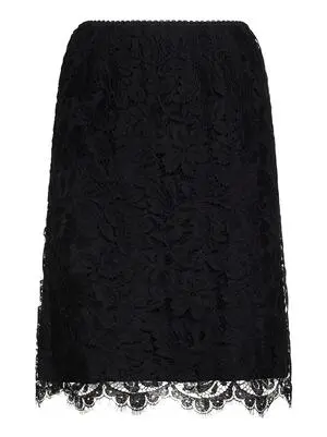 Chloé Black Floral Lace Straight Skirt - Multicolor
