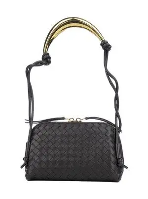 Bottega Veneta BOTTEGA VENETA Woven Clutch With Gold Tone Hoop Handle Multicolor