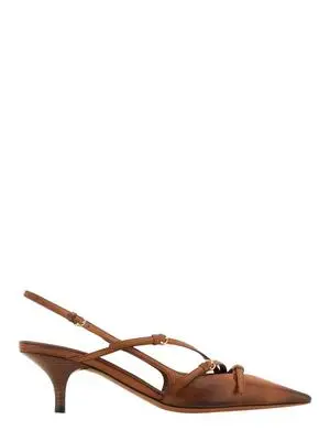 Miu Miu Leather Slingback Pumps - Brown