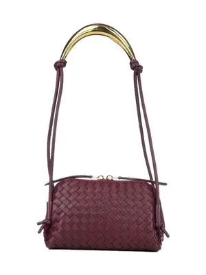 Bottega Veneta Woven Clutch With Gold Tone Hoop Handle - Multicolor