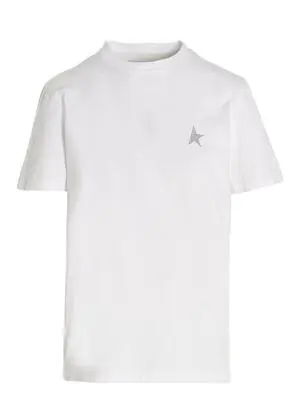 GOLDEN GOOSE GOLDEN GOOSE Small Star Cotton T-Shirt With Glitter Logo
