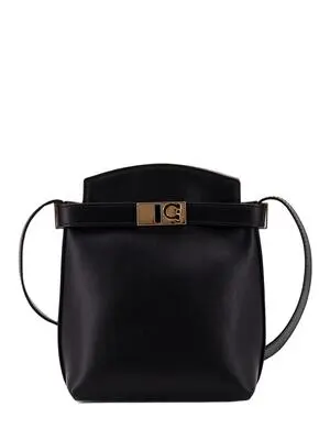FERRAGAMO Leather Crossbody Bag With Gancini Detail - Multicolor