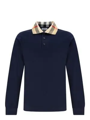 Burberry Cody Long Sleeve Cotton Polo - Blue