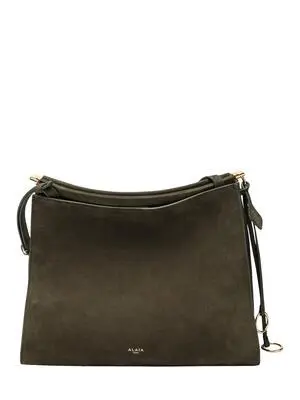 Alaïa ALAIA Le Click Medium Square Nubuck Bag Green