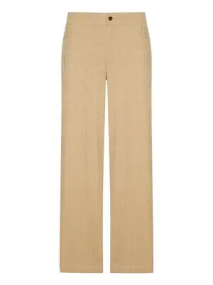 Burberry Textured Check Cotton Trousers - Cream