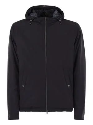 Herno Packable Quilted Hooded Zip-up Jacket - Blue