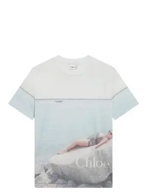 Chloé Crewneck Logo T-shirt In Cotton Jersey - Multicolor