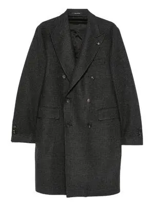 Tagliatore Double-breasted Checked Wool Coat - Gray
