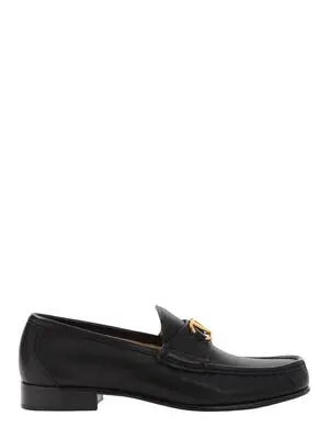 Valentino Garavani Signature V-logo Leather Loafer - Black