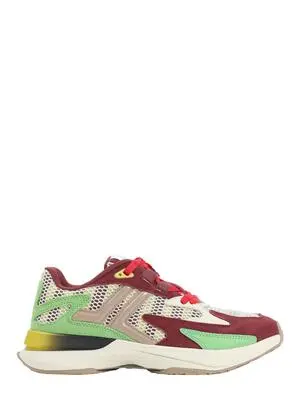 LANVIN Lanvin JLA Burgundy And Green Calf Leather Sneakers Red