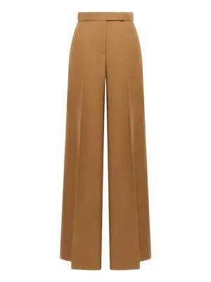 Max Mara Max Mara Ninfa Wool Gabardine Wide-Leg Trousers Brown