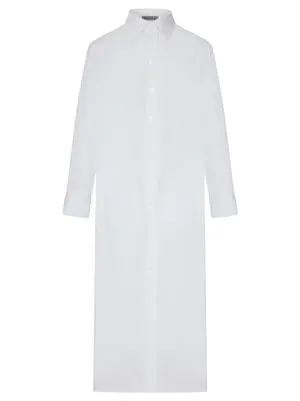 Balenciaga Long Chemisier Dress With Draped Back - White