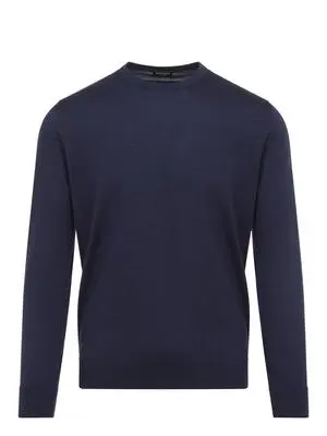 ZEGNA ZEGNA Medium Blue Cashmere And Silk Blend Crew Neck Sweater