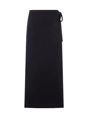 TOTEME Long Cotton And Silk Wrap Skirt - Black