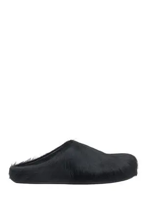 Marni Fussbett Sabot Mules In Calf Hair - Black