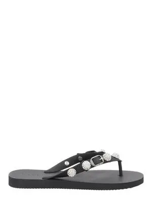 Balenciaga Cagole" Embellished Flip Flops - Black