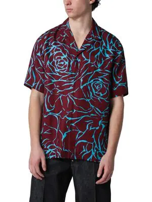 DRIES VAN NOTEN Dries Van Noten Burgundy Shirt With Archive Rose Print Men