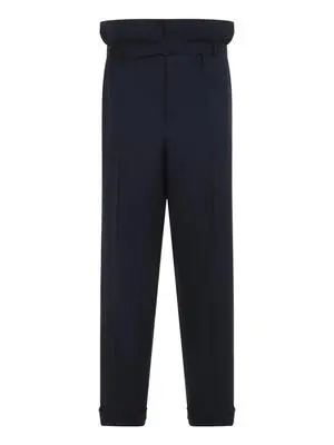 SAINT LAURENT Wool Belted Paperbag Waist Pants