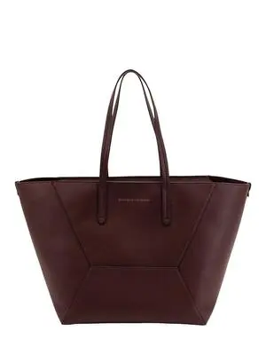 Brunello Cucinelli Double Handle Leather Shoulder Bag - Red