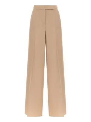 Max Mara MAX MARA "Ninfa" Wool Gabardine Wide Leg Pants Cream