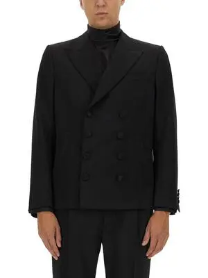 Dolce & Gabbana Double-breasted Virgin Wool Blazer - Black