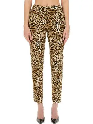 Moschino MOSCHINO Animal Patterned Viscose And Wool Blend Pants Multicolor