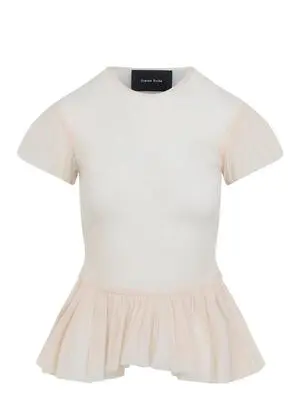 Simone Rocha Sheer Ballet Peplum Top With Ruffled Sleeves - Multicolor