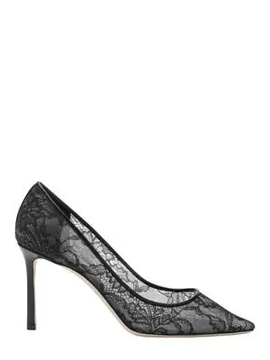 JIMMY CHOO Romy 85 Lace Pumps With Logo - Black