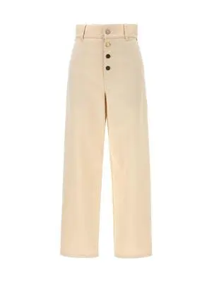 Moschino Cotton Gabardine Trousers - Cream