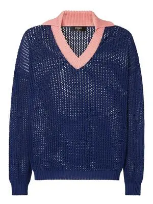 Fendi Ink Peonia Oversize Cotton Jumper - Blue
